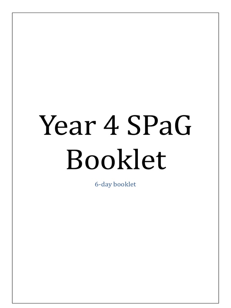 Year 4 Spag Booklet | PDF | Adverb | Verb