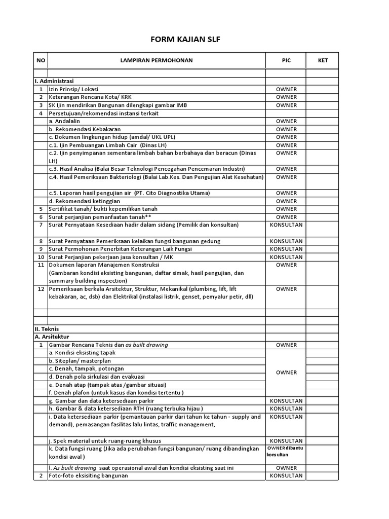 Form SLF Lengkap | PDF