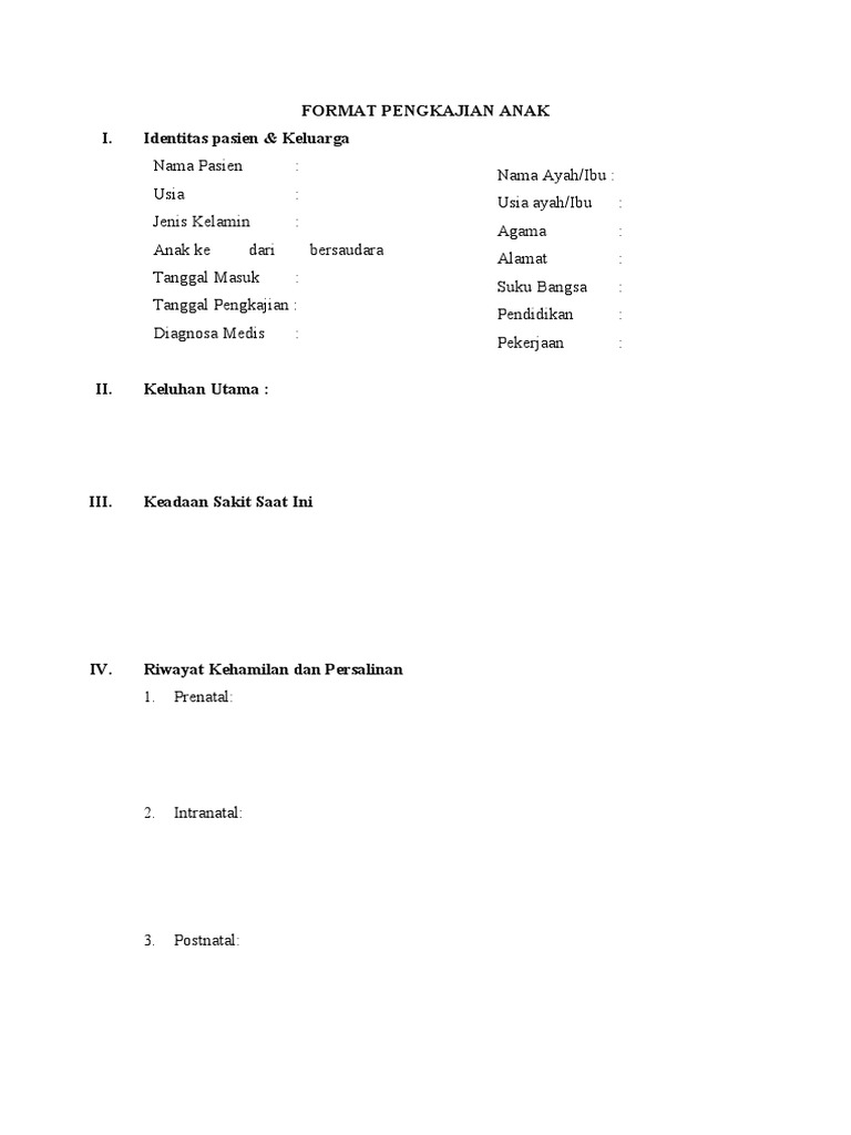 FORMAT ASKEP Anak | PDF