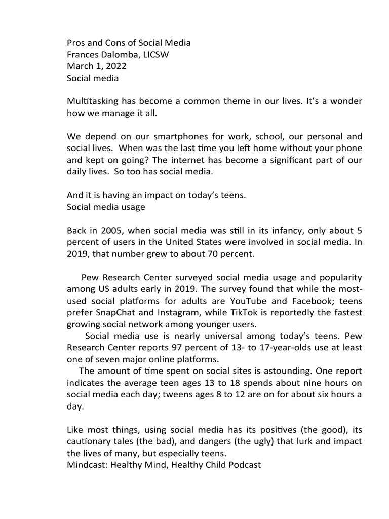 Panel Discussion Social Media Good or Evil | PDF | Social Media ...