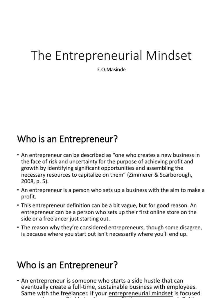 The Entrepreneurial Mindset | PDF | Entrepreneurship | Persuasion