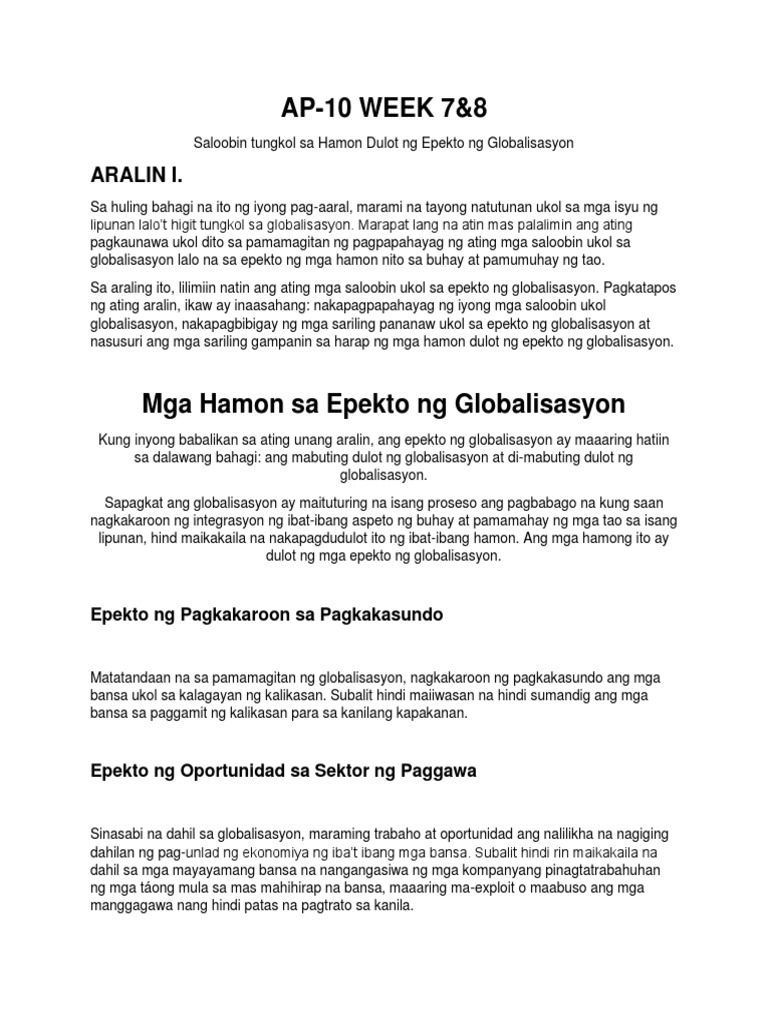 Ap-10 Week 7&8 | PDF