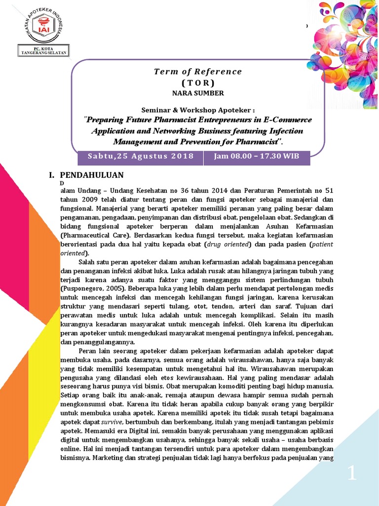 TOR Seminar & Workshop PC IAI Kota Tangsel - 25 Agustus 2018 Fix | PDF