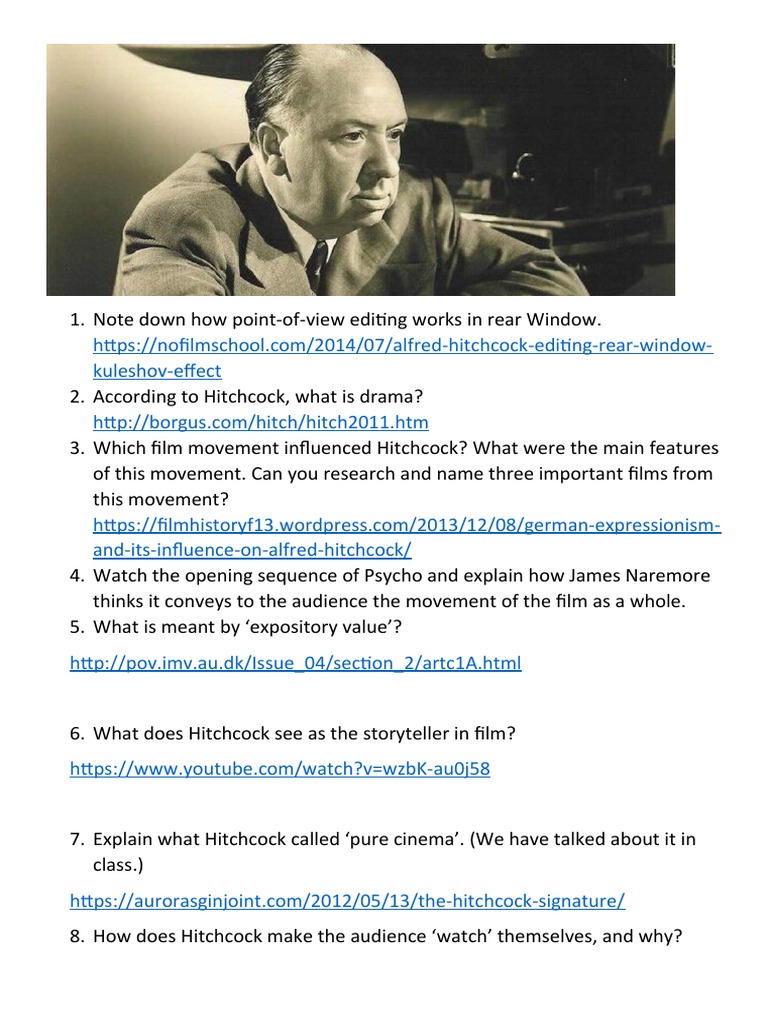 The Techniques of Alfred Hitchcock Activity | PDF