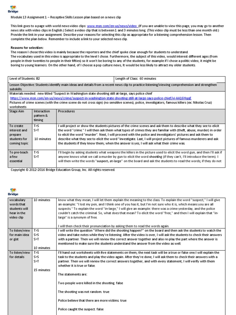 Module 13 Assignment 1 | PDF | Police | Lesson Plan