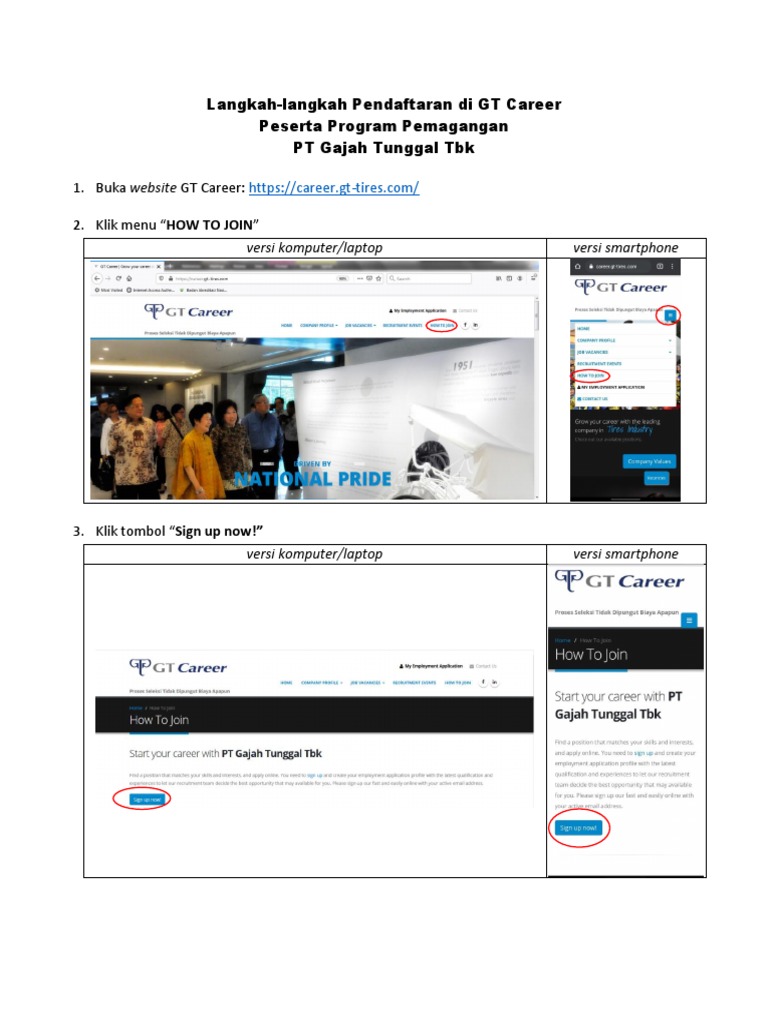 Langkah-Langkah Pendaftaran GT Career PDF | PDF