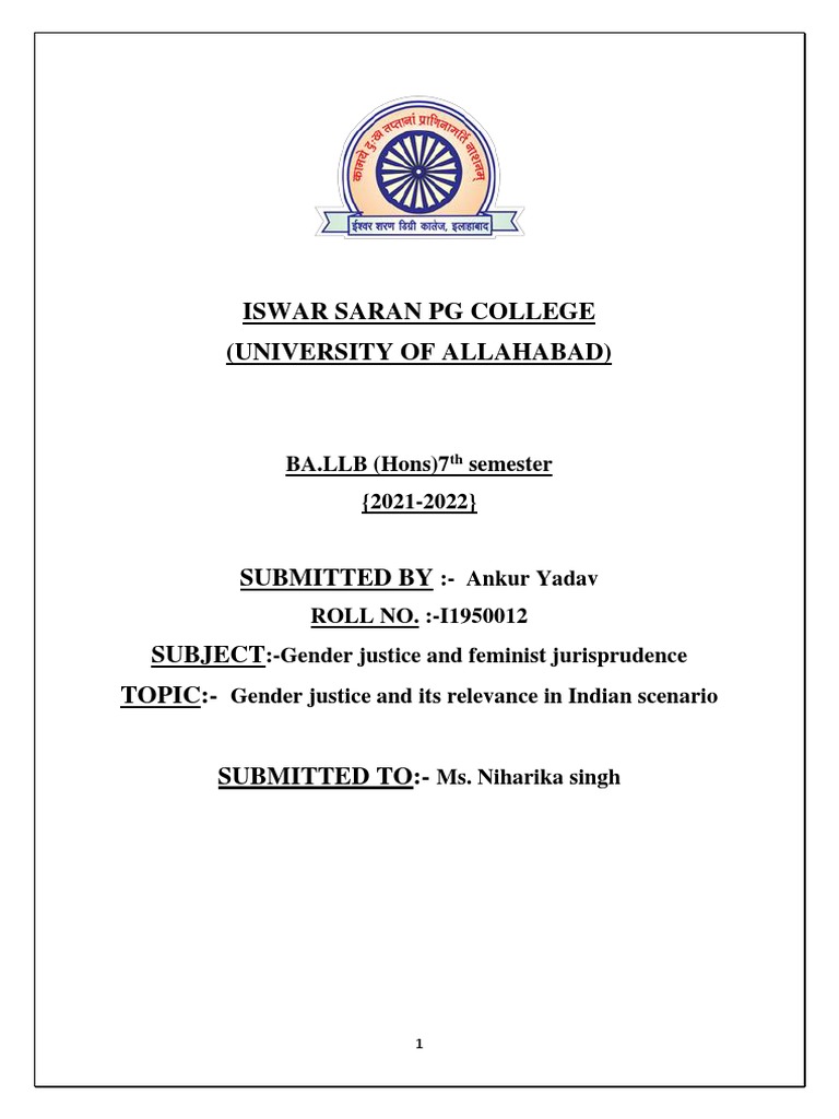 Gender Justice Assignment | PDF | Woman | Gender Studies