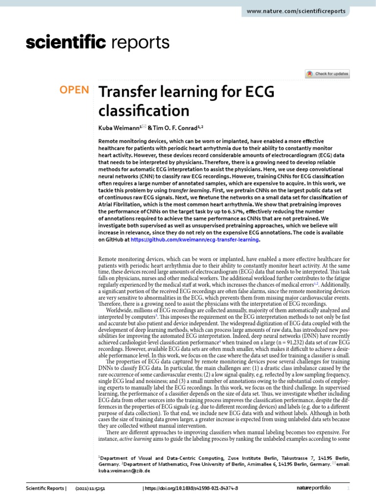 Transfer Learning For ECG Classification | PDF | Deep Learning ...