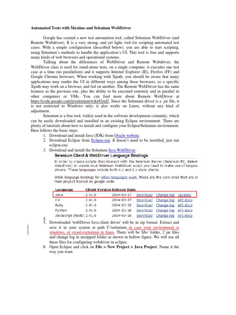 Automated Tests With Maximo And Selenium Pdf Selenium Software Html Element