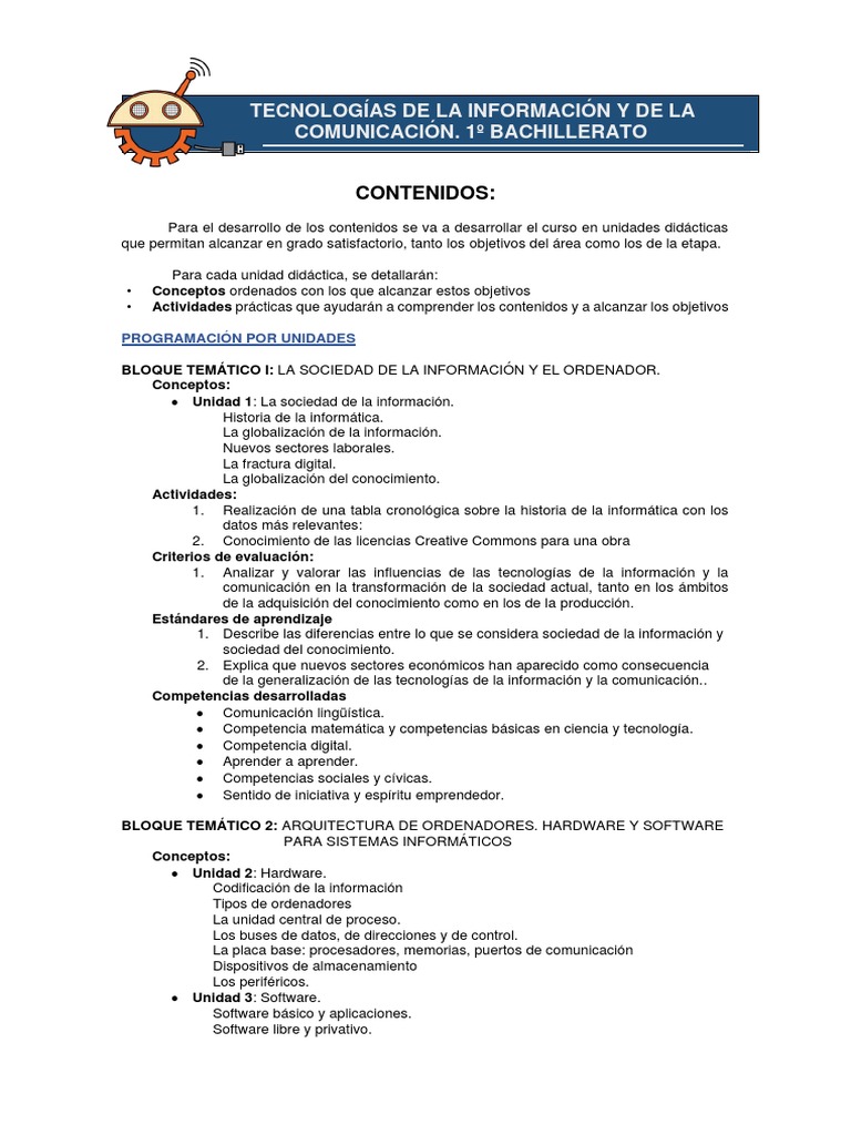 Tic 1 Bachillerato Pdf Lenguaje De Programación Software De La Aplicacion 
