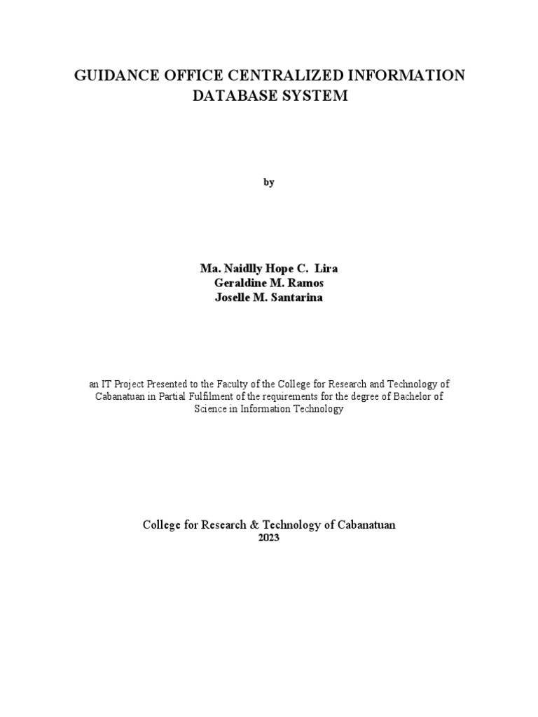 Guidance Office Centralized Information Database System Final 3 | PDF | My Sql | Php