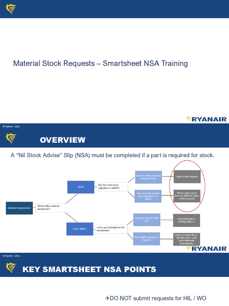 Materials Stock - Smartsheet NSA Process | PDF