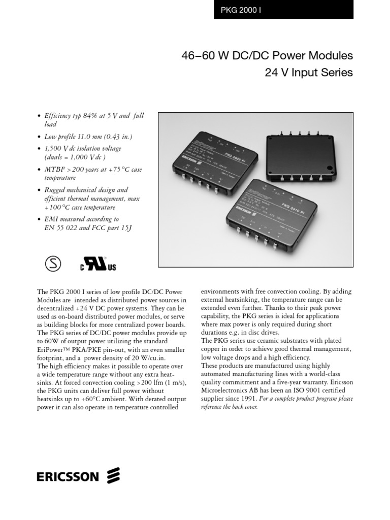 46-60 W DC/DC Power Modules 24 V Input Series: Reference The Back Cover ...