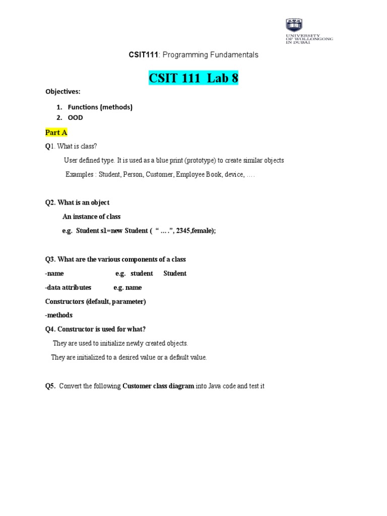 Lab 8 | Download Free PDF | Constructor (Object Oriented Programming) | Programming
