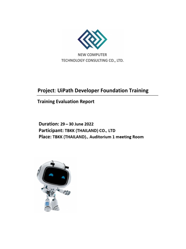 Training Evaluation Report - Uipath Developer Foundation - TBKK (THAILAND) PDF | PDF