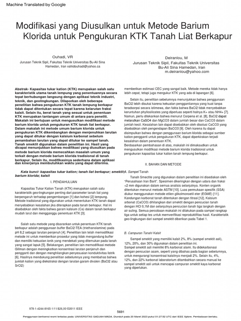 A Proposed Modification To Barium Chloride Method For CEC Measurement of Calcareous Clayey Soils ...