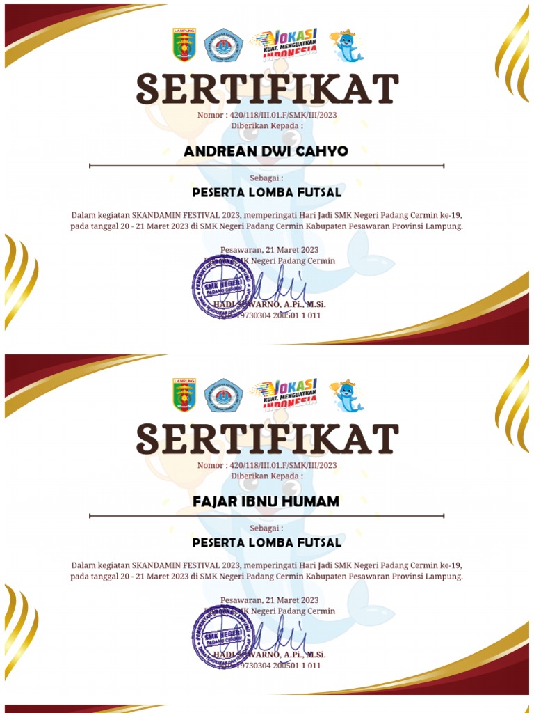 Daftar Peserta Lomba Futsal | PDF