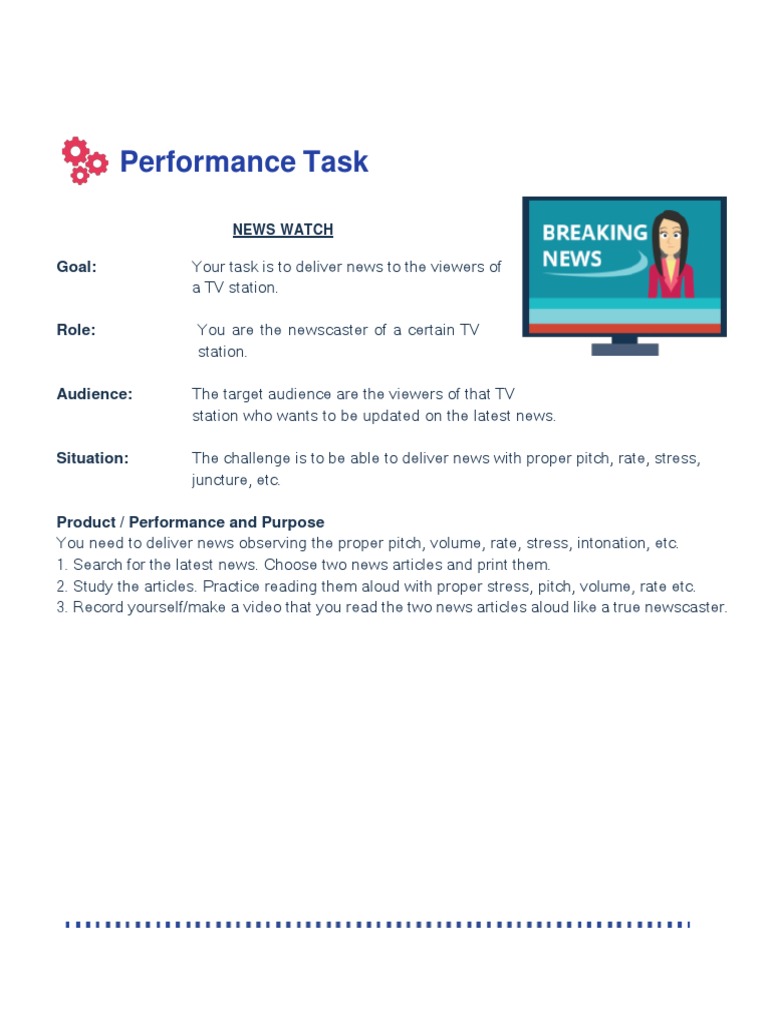 English 7 - 3rd Quarter Performance Task PDF | Download Free PDF | Stress (Linguistics) | News