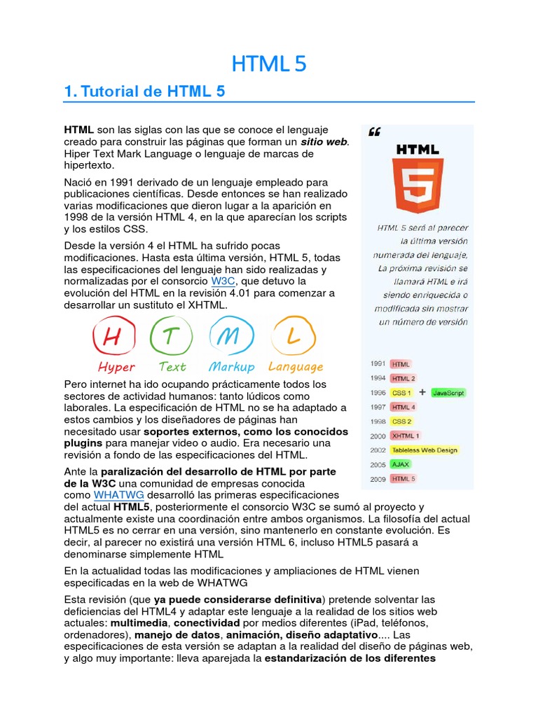 02 Tutorial de HTML5 PDF | PDF | HTML | Redes