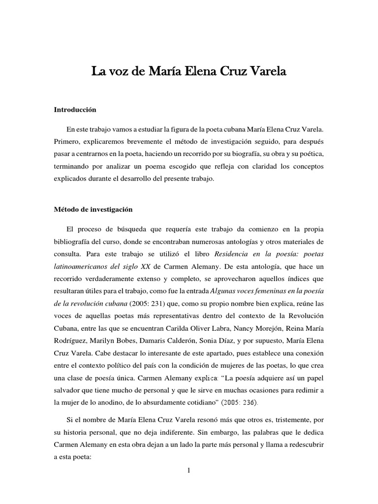María Elena Cruz Varela | PDF | Cuba | Poesía