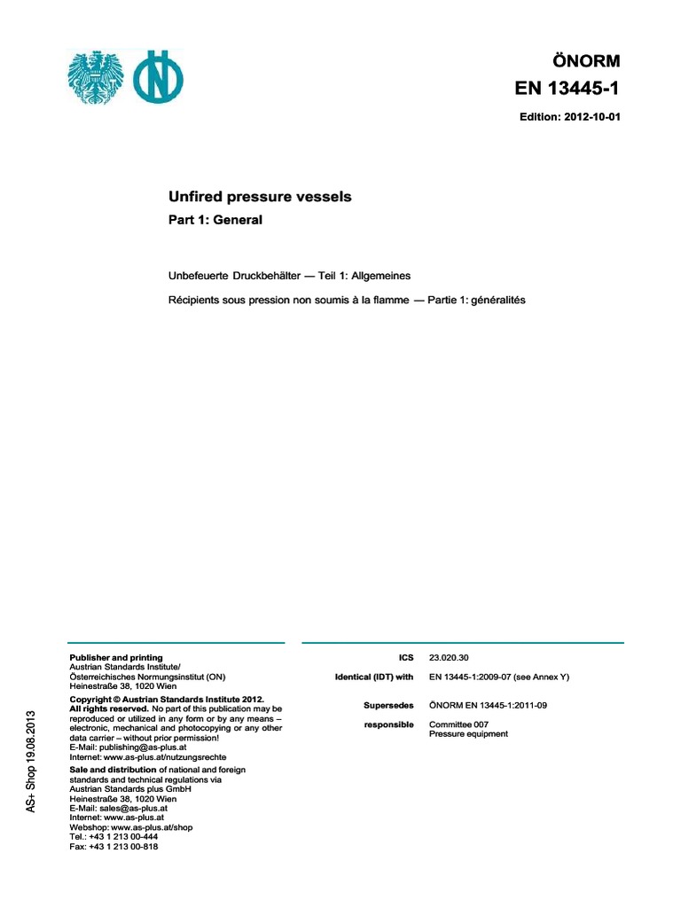 En 13445 1 PDF | PDF | Nondestructive Testing | Materials