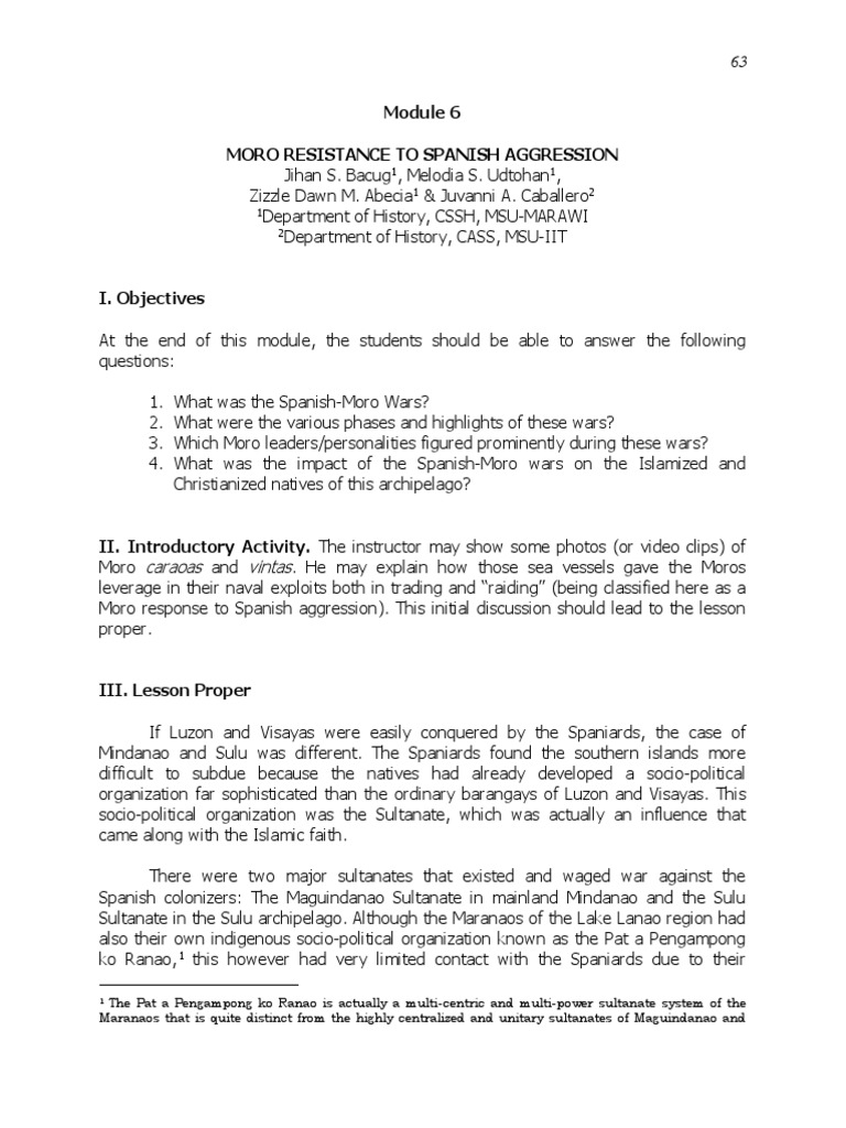 Moro Resistance to Spanish Aggression | PDF | Brunei | Borneo