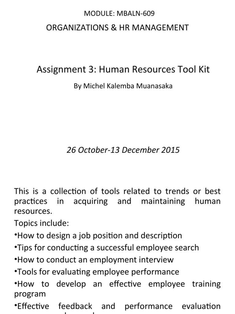 Assignment 3 Human Resources Tool Kit | PDF | Performance Appraisal | Goal