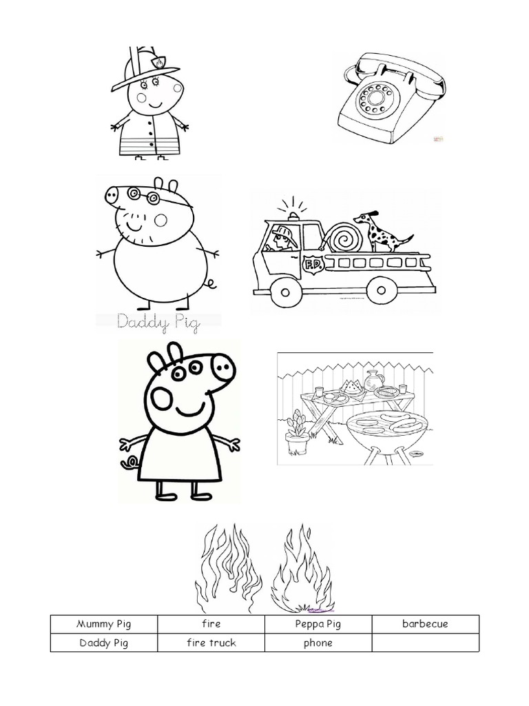Peppa Pig Worksheet - Fire Engine | PDF | Fire Engine