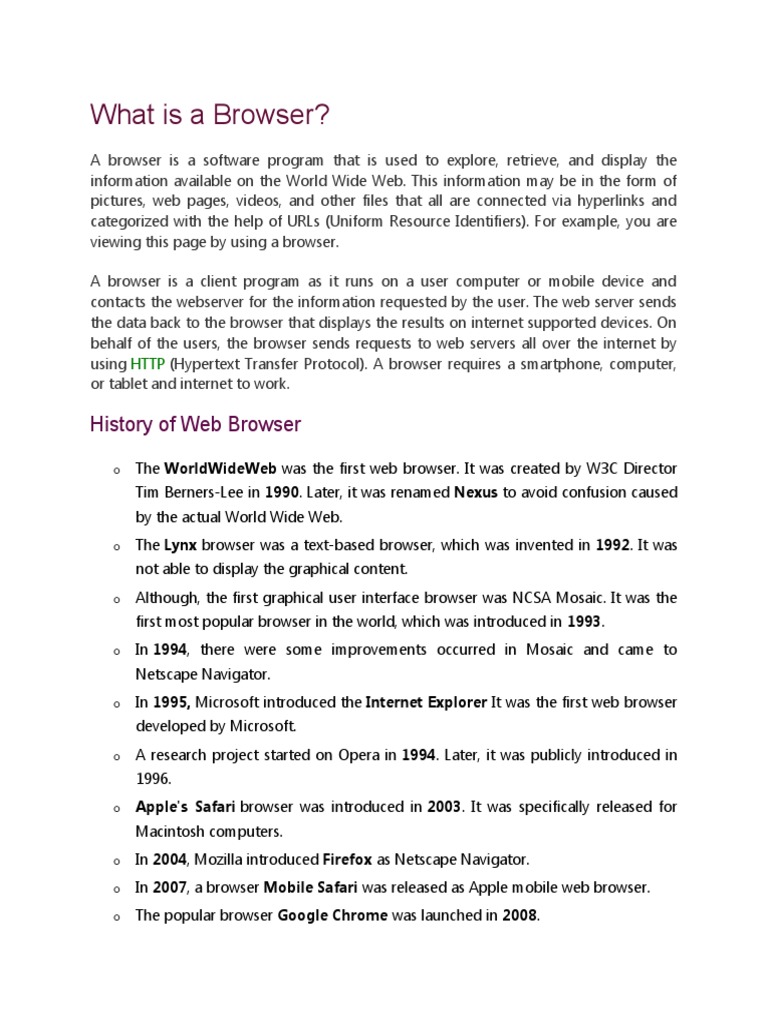 What Is A Browser | PDF | World Wide Web | Internet & Web
