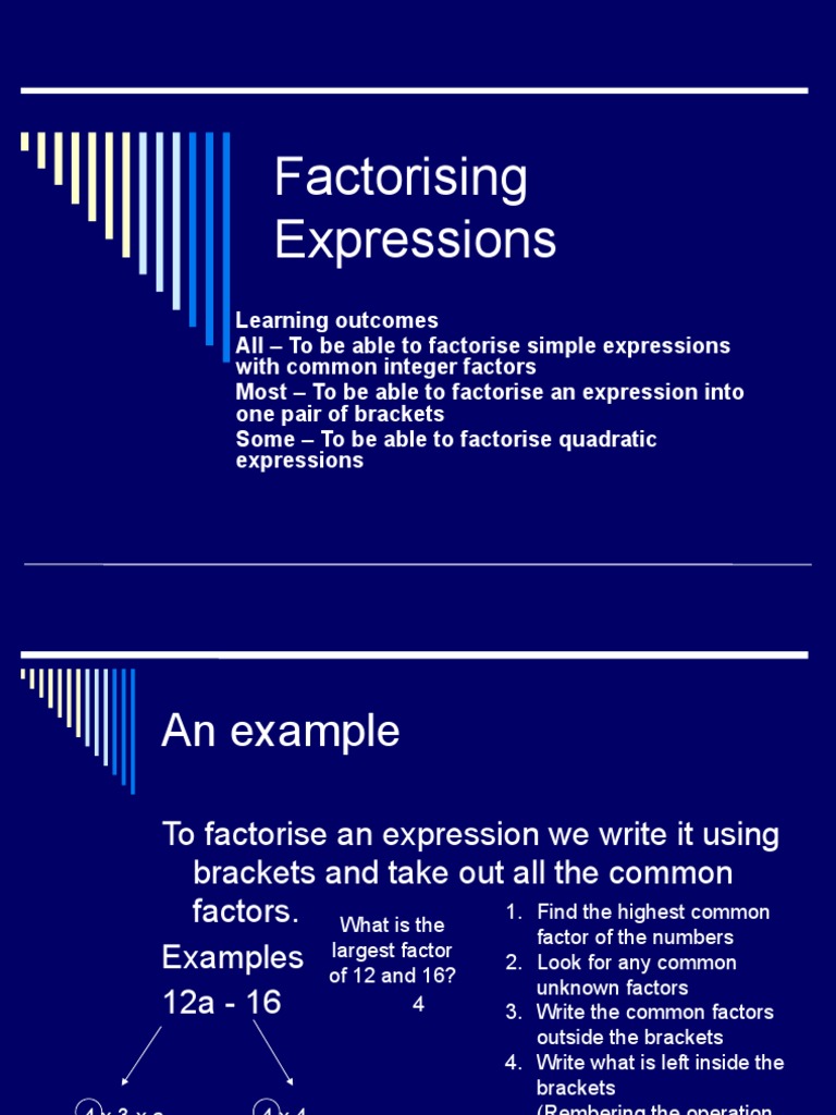 Yr 7 Factorising Expressions | PDF | Factorization | Mathematics