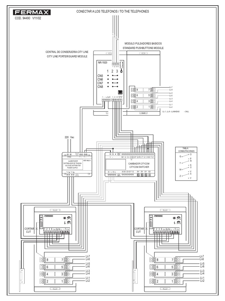 Esquema de Un Sistema de Videoportero FERMAX Con Cambiador Automático | PDF | Power Electronics ...