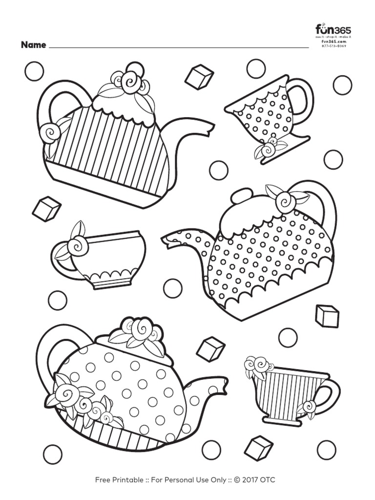 Tea Party Coloring Page PDF | PDF