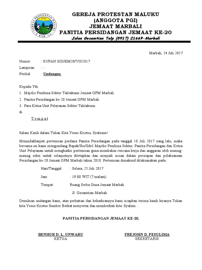 Undangan Rapat Panitia 2 | PDF