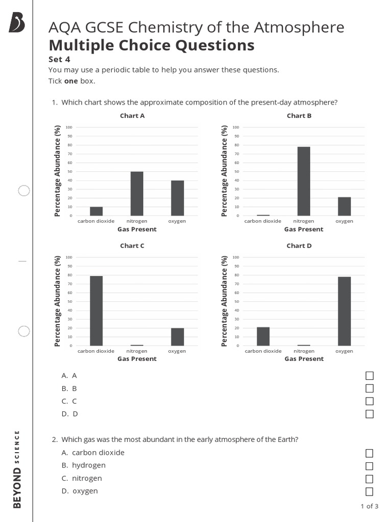AQA GCSE Chemistry Atmosphere Quiz Set 4 | PDF | Climate Change | Oxide