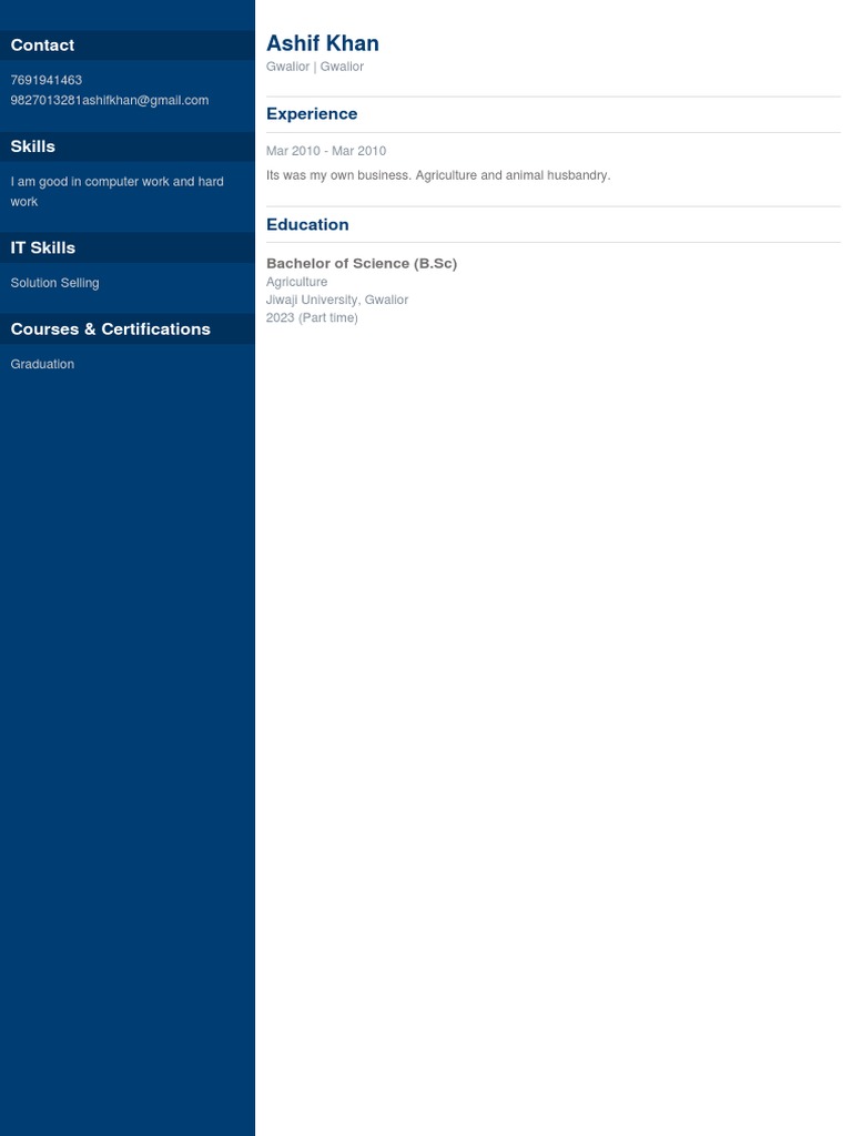 Ashif Khan Resume PDF | PDF