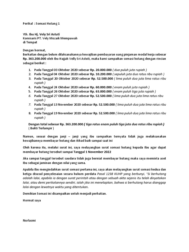 Somasi Bu Lasmi | PDF