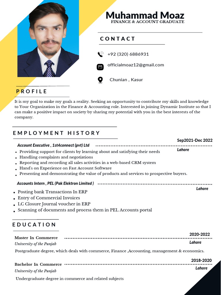 Muhammad Moaz (CV).pdf CHN.pdf | PDF | Academic Degree | Undergraduate Education