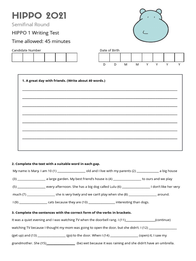 Hippo 1 Writing SF | PDF | Linguistics