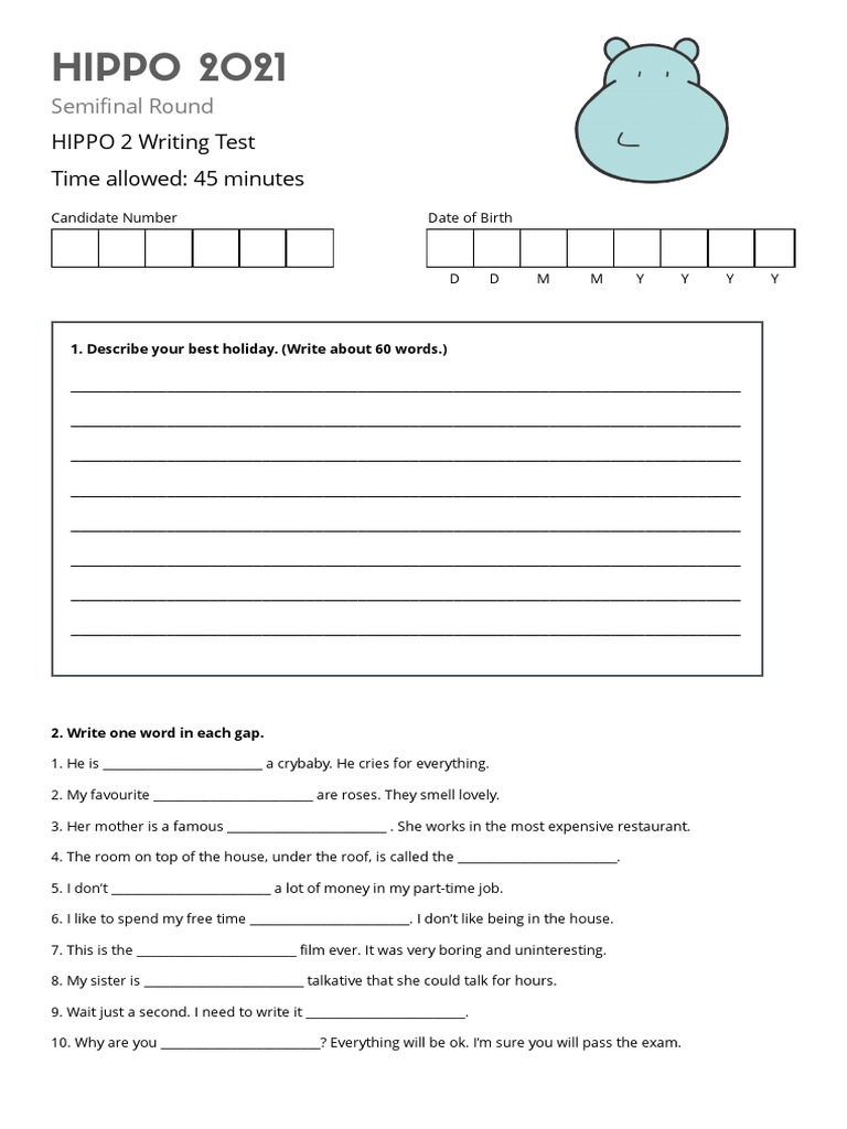Hippo 2 Writing SF | PDF | Grammar | Linguistics