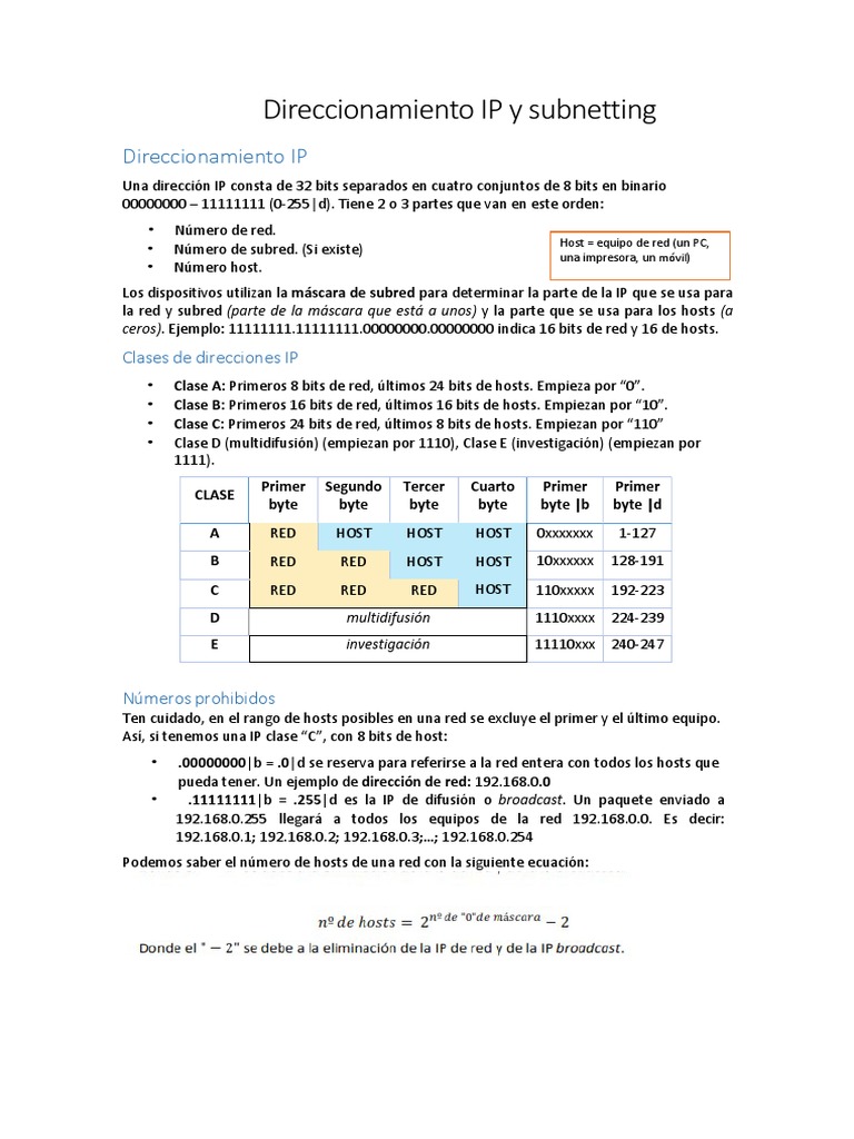Direccionamiento Ip y Subnetting | PDF | Dirección IP | Arquitectura de Computadores