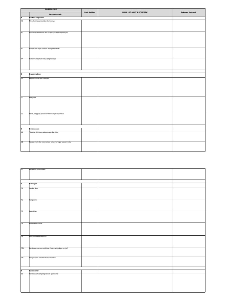 Checklist ISO 9001 | PDF