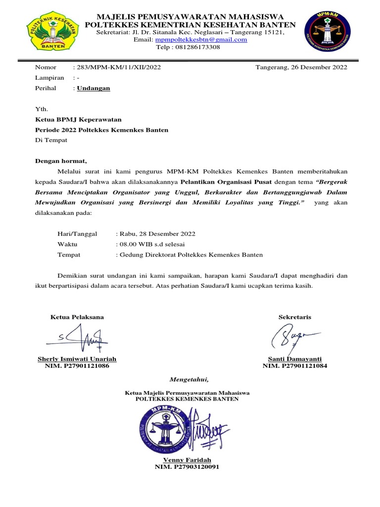Surat Undangan Ketua BPMJ KEP Lama | PDF