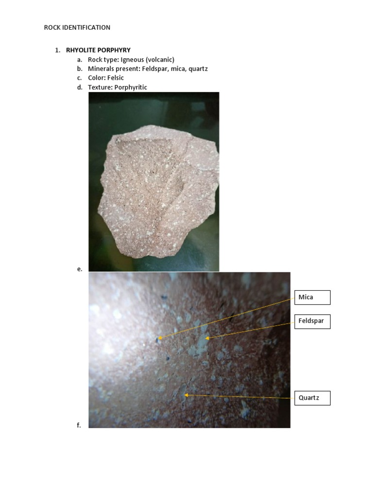 Rock Identification PDF | PDF | Rock (Geology) | Igneous Rock