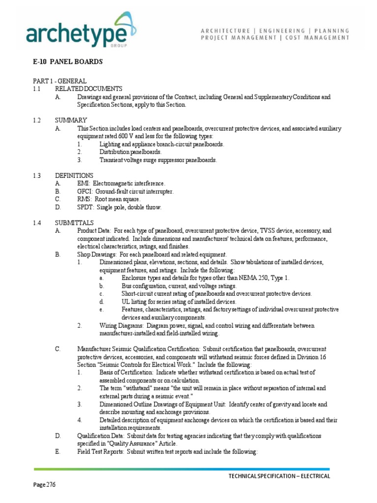 E-10 Panel Boards | PDF | Fuse (Electrical) | Switch