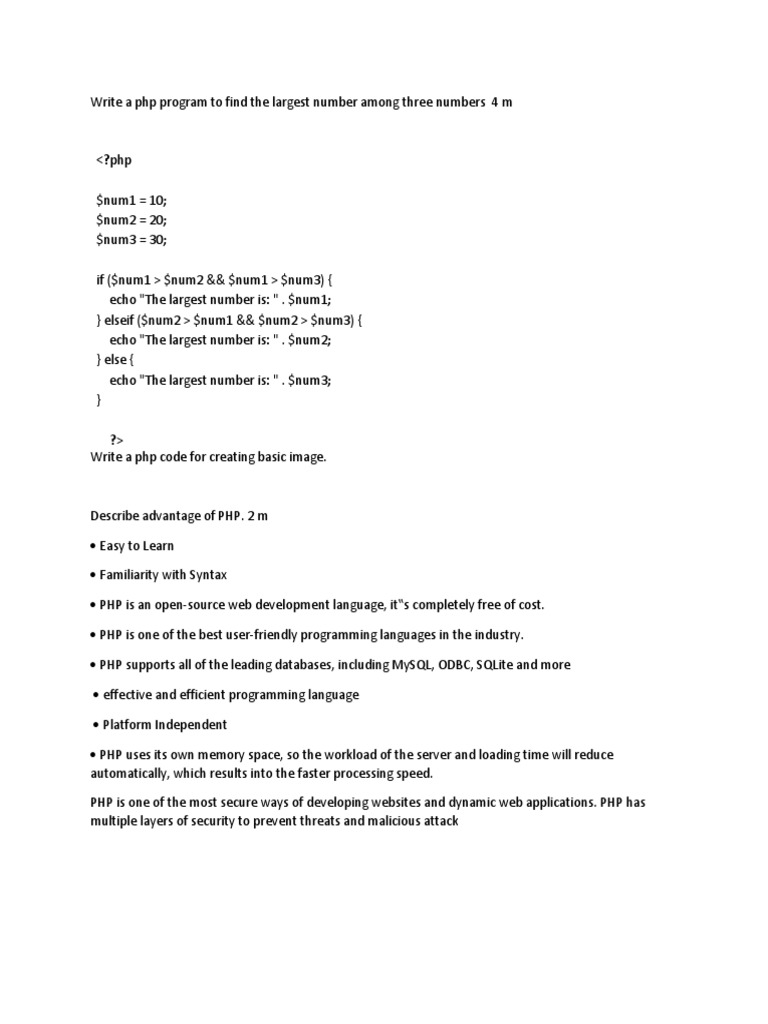 PHP Answer 1 | PDF | Php | Control Flow PHP Answer 1 | PDF | Php | Control Flow