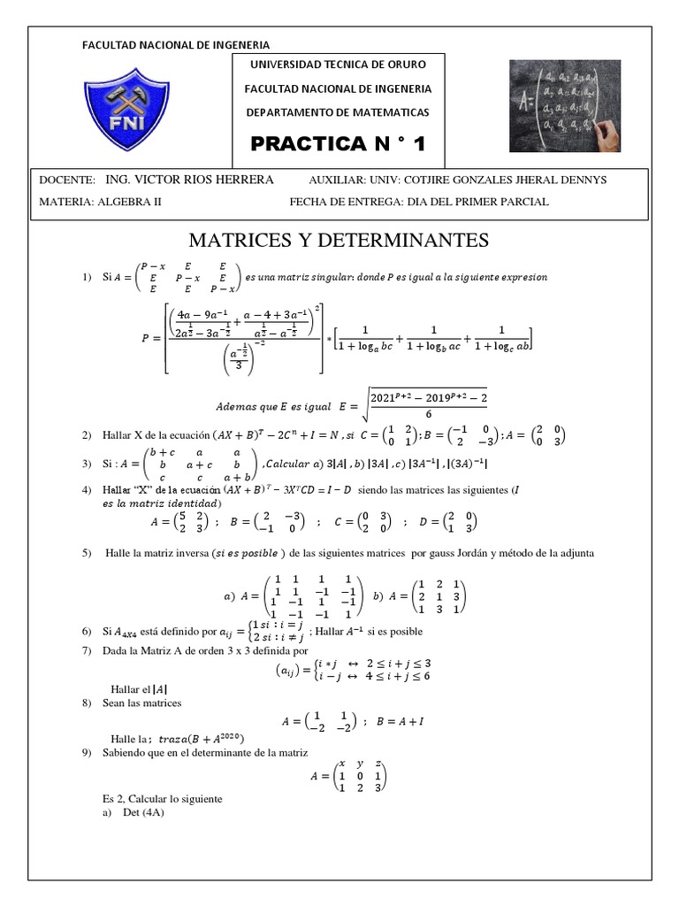 Algebra 2 Matrices | PDF | Determinante | Matriz (Matemáticas)