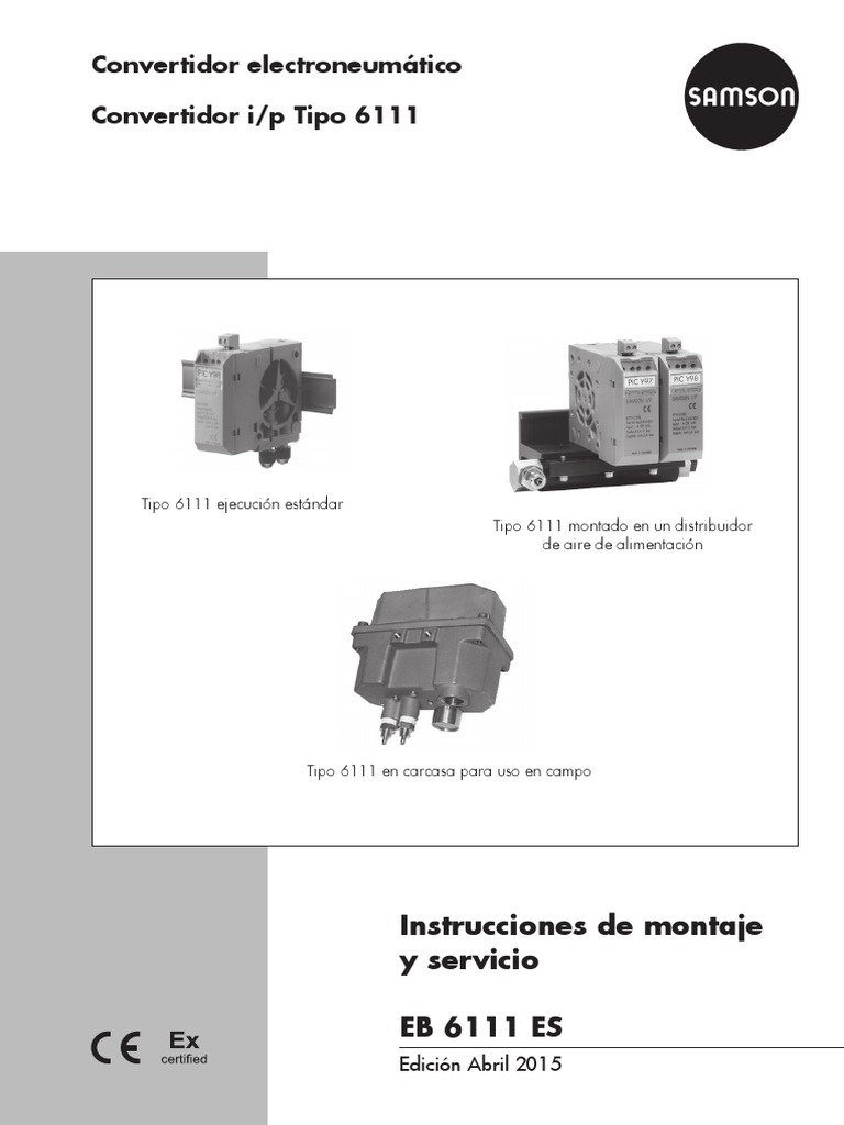 Convertidor Electroneumático Convertidor IP Tipo 6111 PDF | PDF | Tornillo