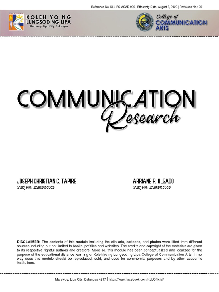 Communication Research - Module 3 Final | PDF | Analysis | Thesis