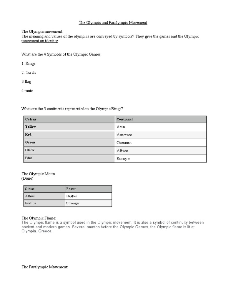 Olympics%20 Worksheet | PDF | Olympic Games | Multi Sport Events
