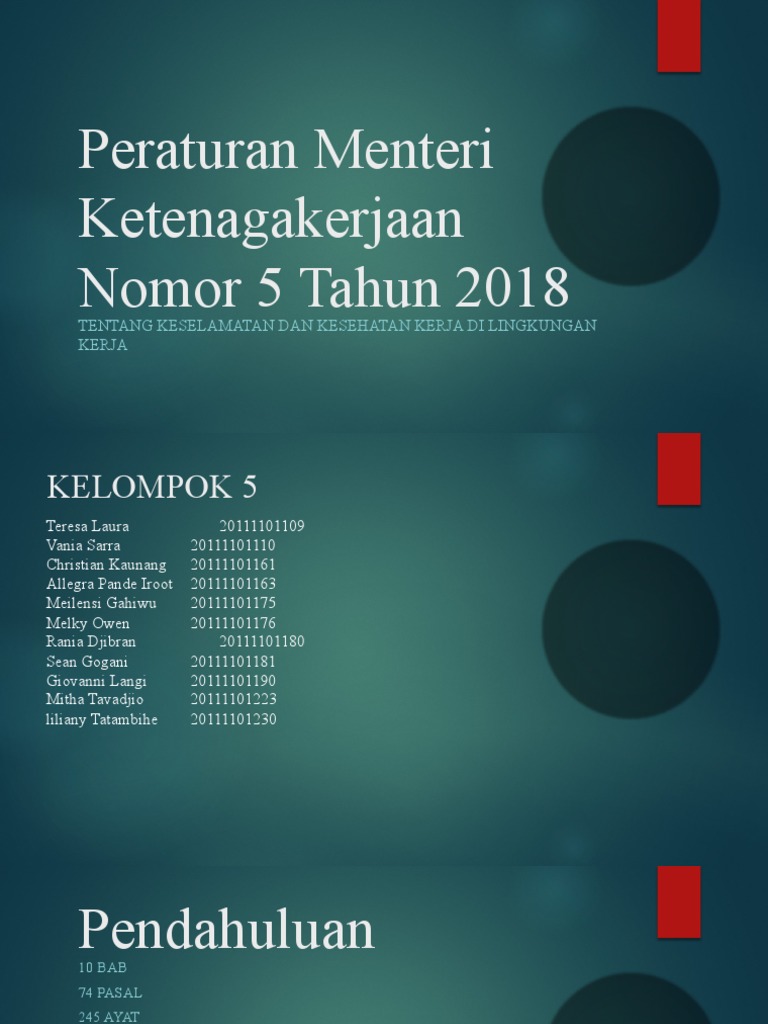 Permenaker No 5 Tahun 2018 K3 Lingkungan | PDF